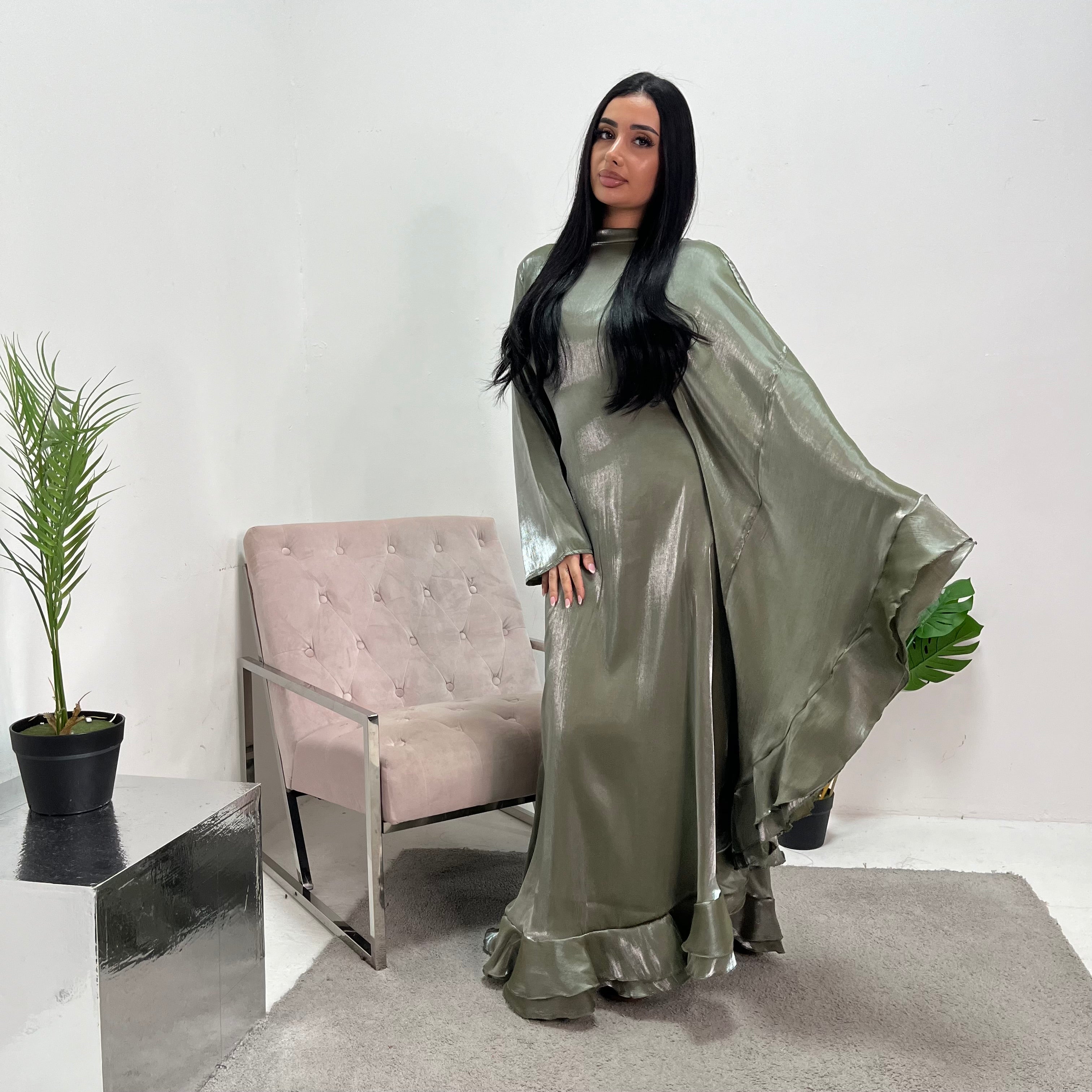 Nazah Camel Side Drape Modest Dress – House Of Haniya